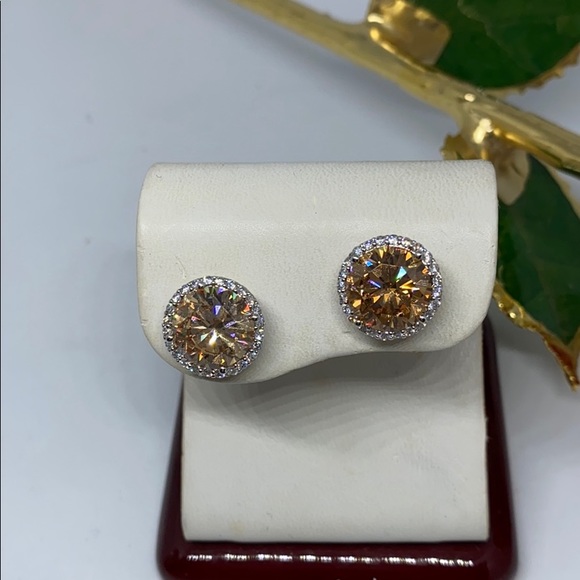 Jewelry | Sterling Silver12mm Signity Cz Halo Stud Earrings | Poshmark